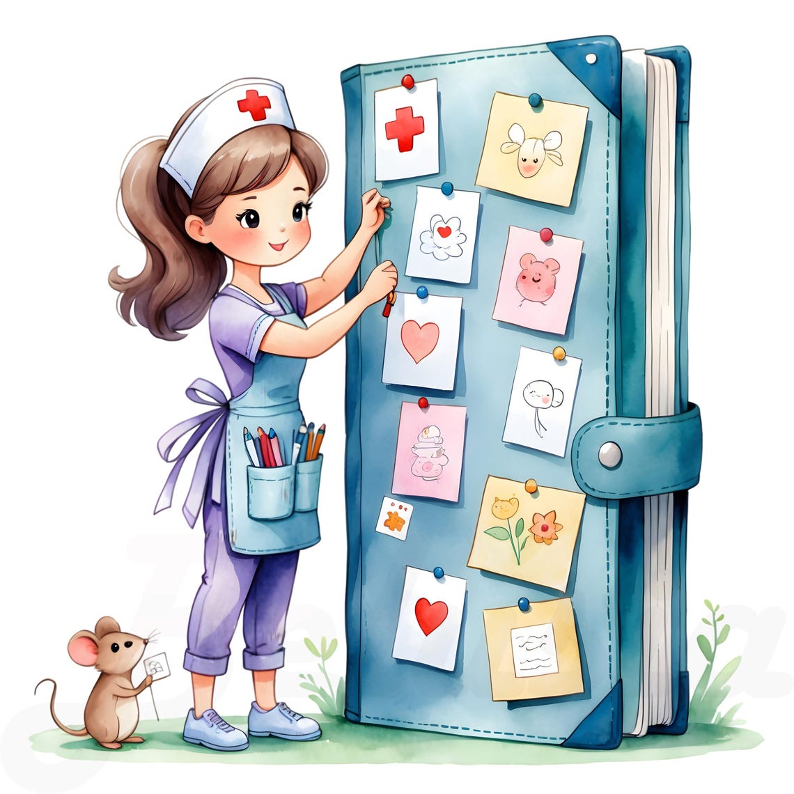26 PNG Cute Nurse Clipart Bundle, Nurse Life Illustrations, Female ...