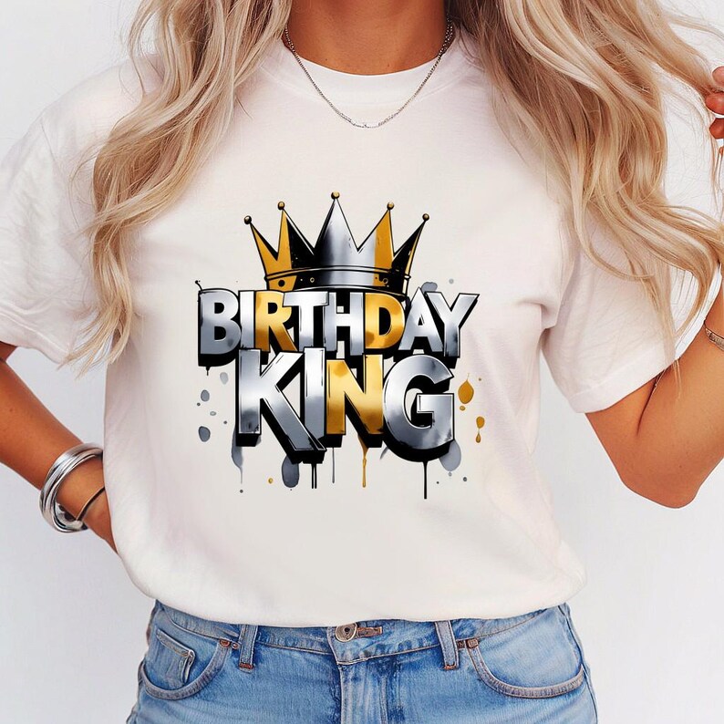Birthday King PNG, Silver and Gold Metallic Lettering With Crown ...