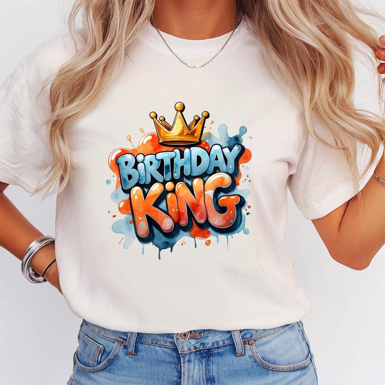 Birthday King PNG, Bold Orange Lettering With Crown, Splash Style ...