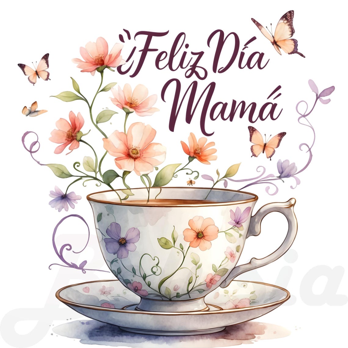 Feliz Dia Mama PNG 19 Images, Mother's Day Spanish Quote, Watercolor ...