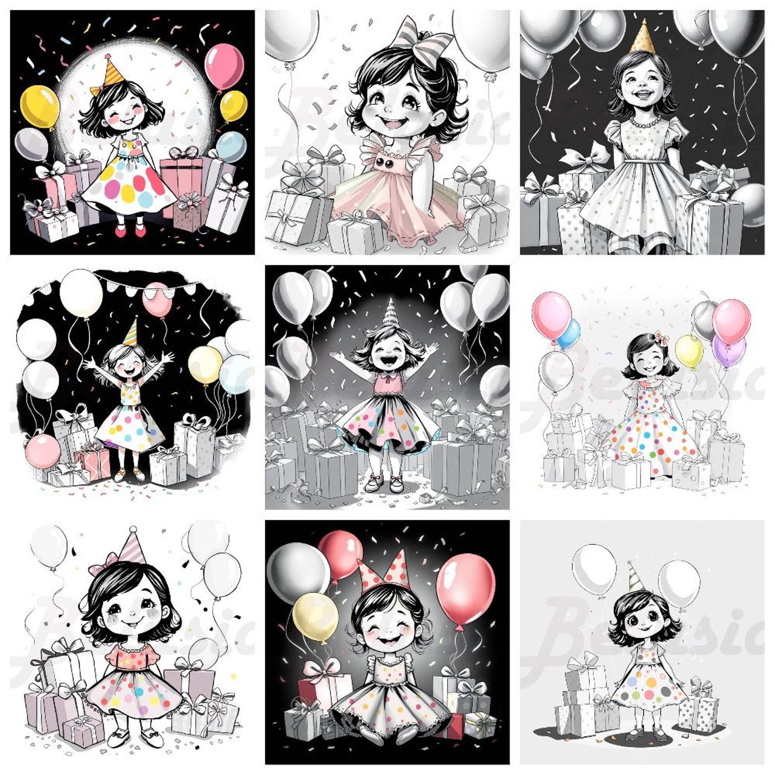 29 PNG Birthday Girl Clipart, Cute Party Balloons, Digital Download ...
