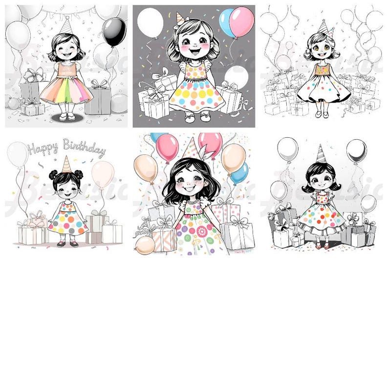 29 PNG Birthday Girl Clipart, Cute Party Balloons, Digital Download ...