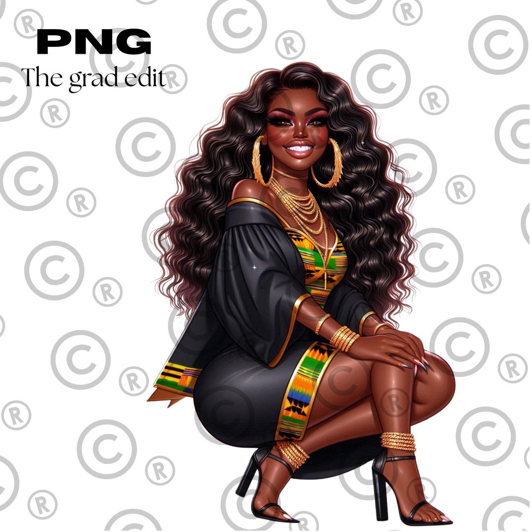 Black Girl Graduation PNG | Kente Dress Graduate Clipart | African ...