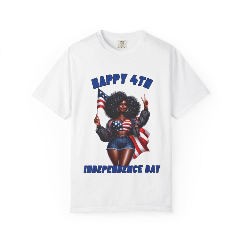 American Baddie PNG, Black Girl 4th of July Clipart, Afro Queen USA ...
