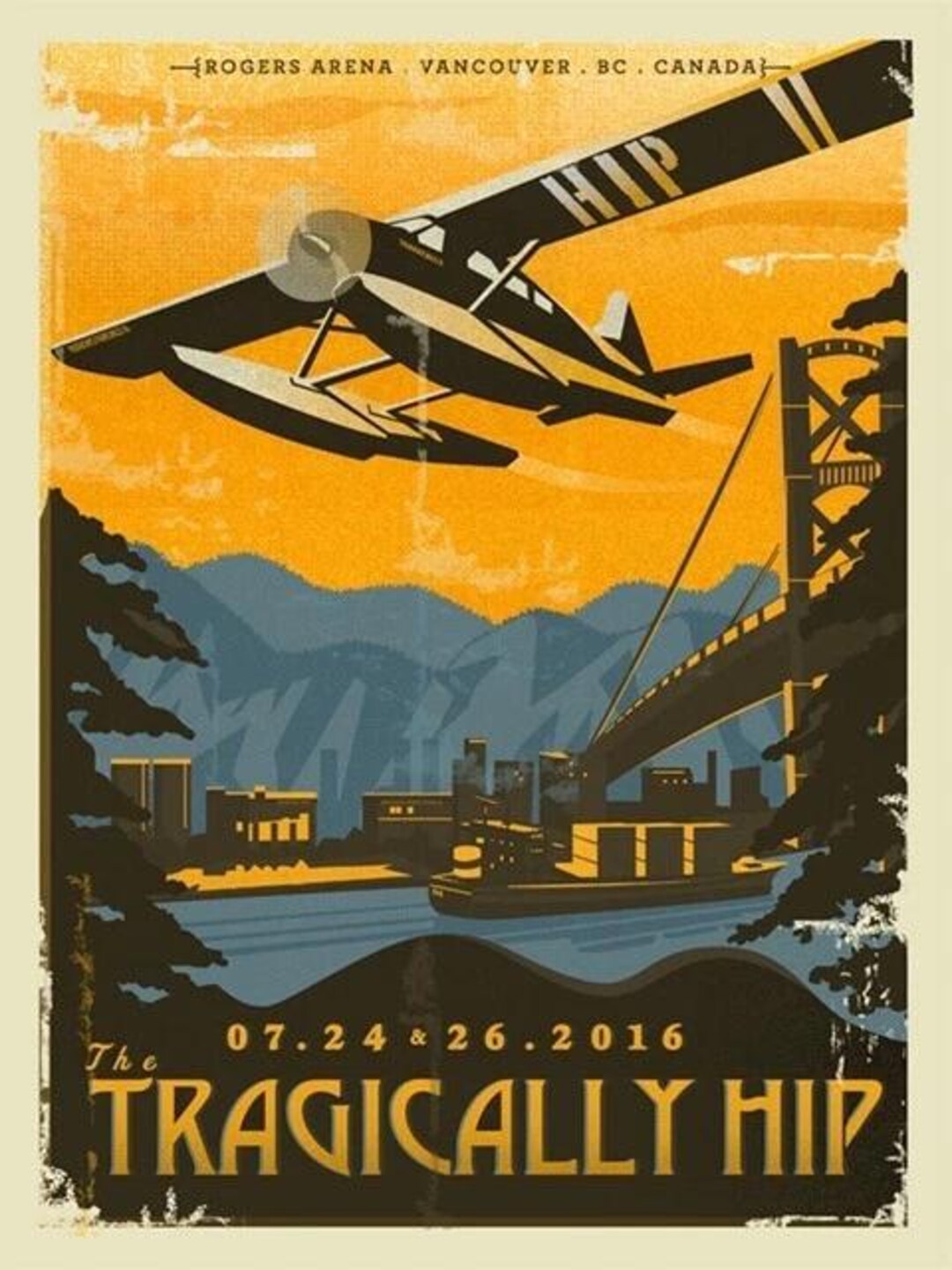 Poster Vintage Tour- the Tragically Hip at Vancouver, B.C. Canada ...