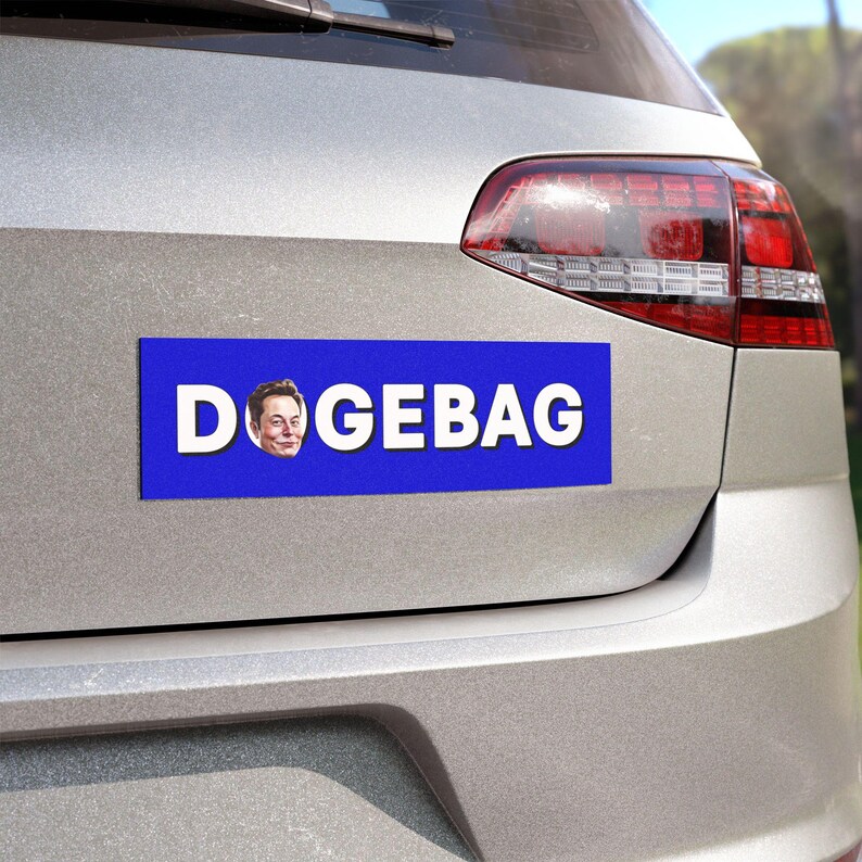Car Magnet - Blue DOGEBAG With Elon Musk's Head, Protest, Anti-trump ...