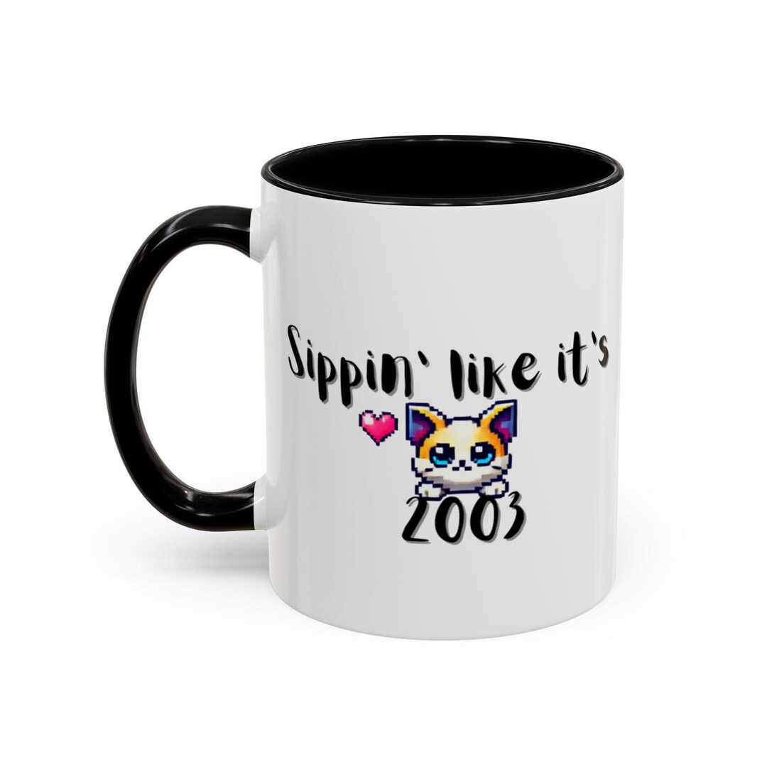 Y2K Aesthetic Mug Pixel Art Cat Coffee Cup Retro 2000s Gamer Mug ...