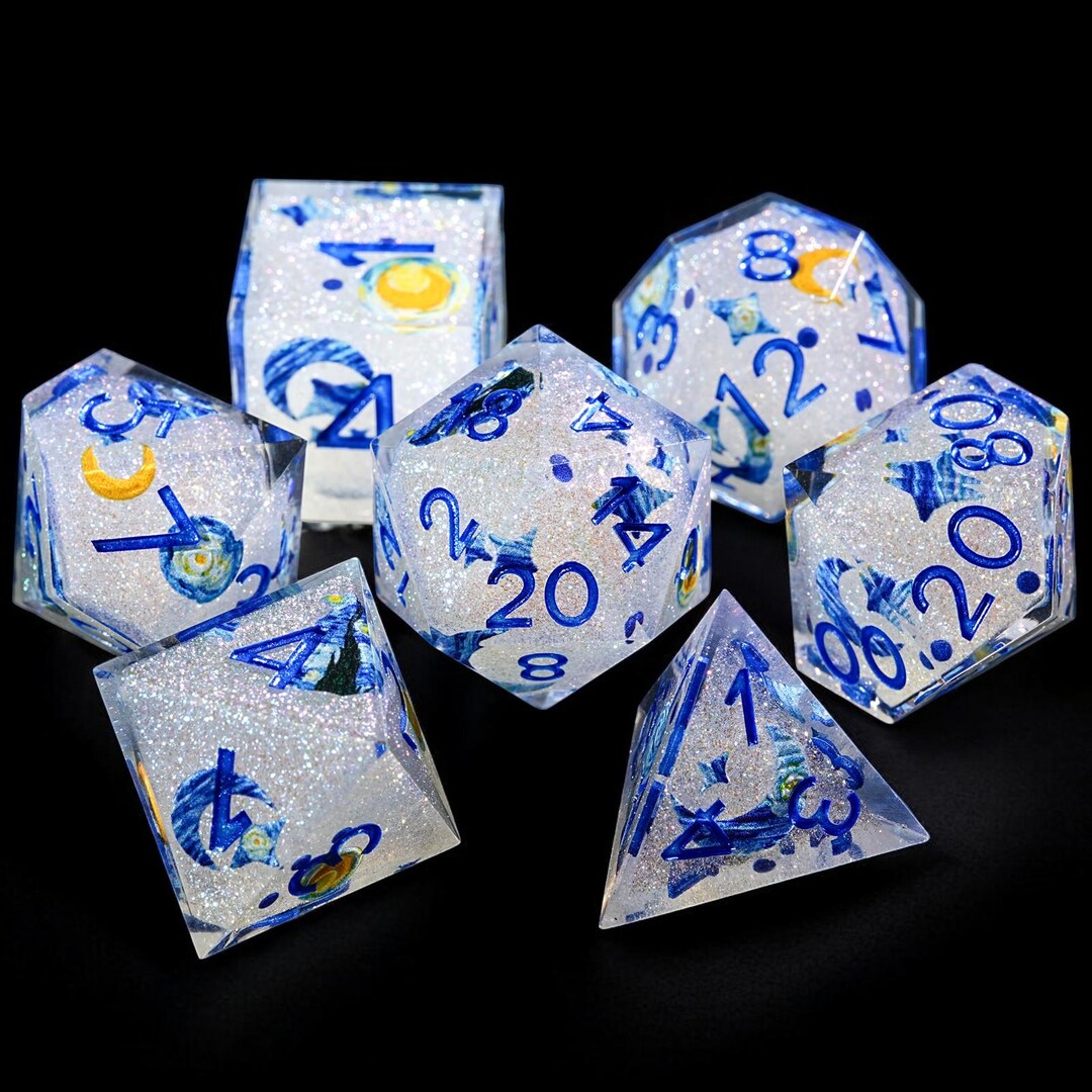 Starry Night Dice Set 7pcs Van Gogh Inspired Resin Polyhedral Dnd Dice ...