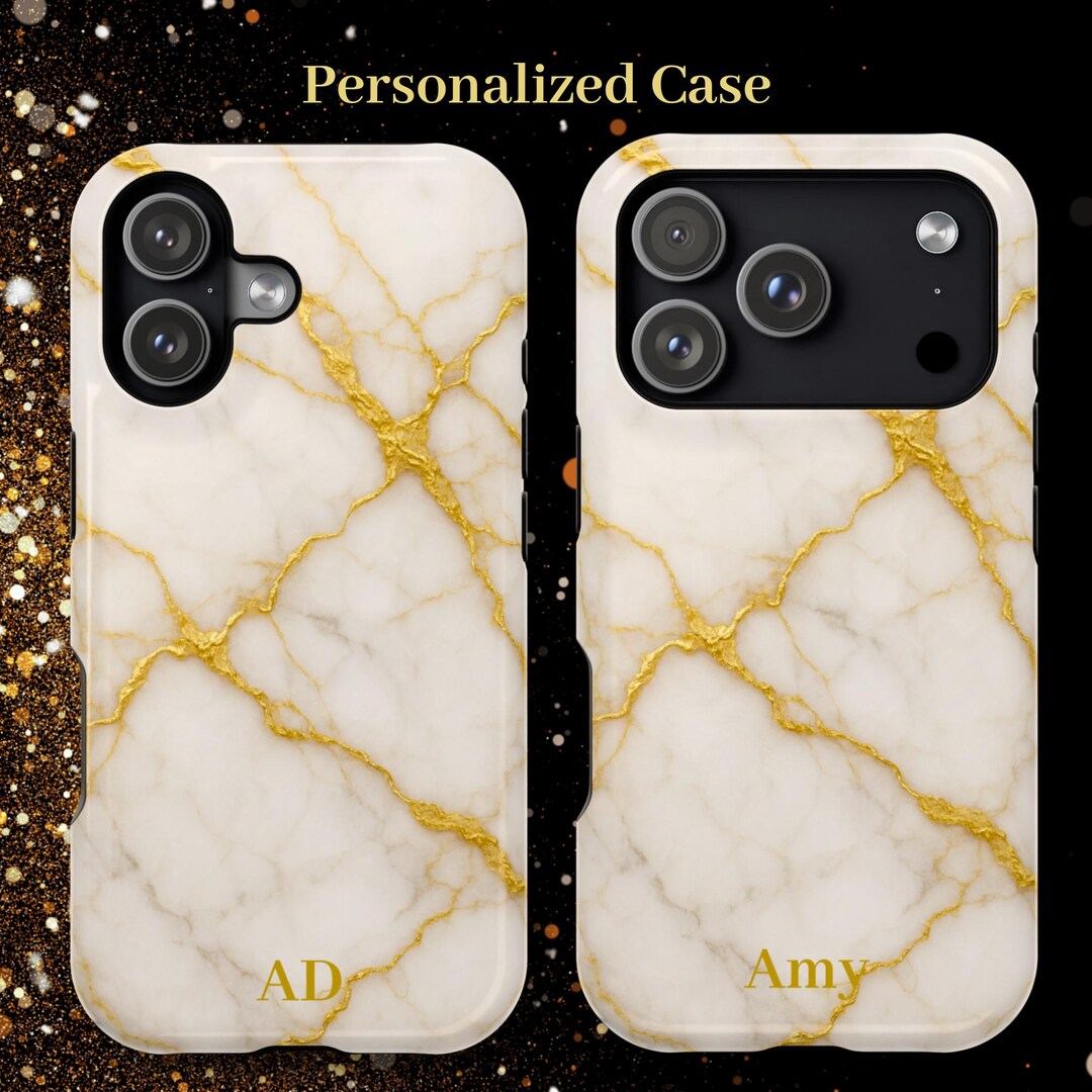Personalized Modern Marble iPhone Case: Magsafe Compatible, Protective ...