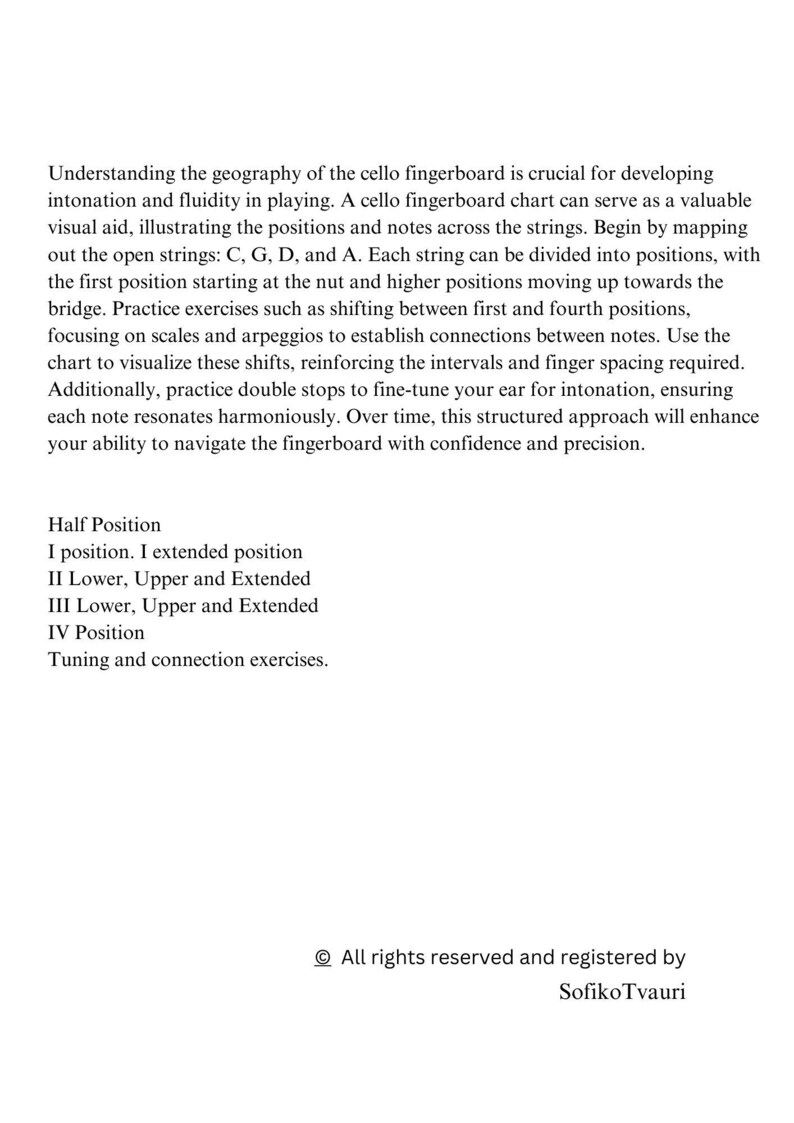 Cello Fingerboard Charts for Positions I II III IV and Half Position - Etsy