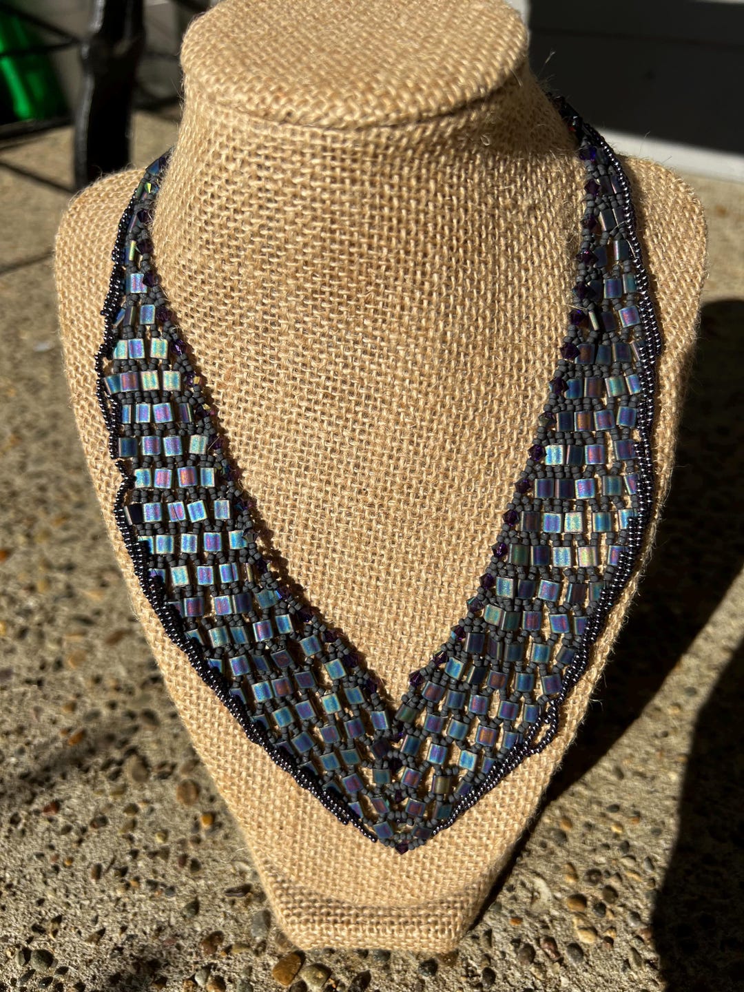 Purple Iris Tila Statement Necklace - Etsy