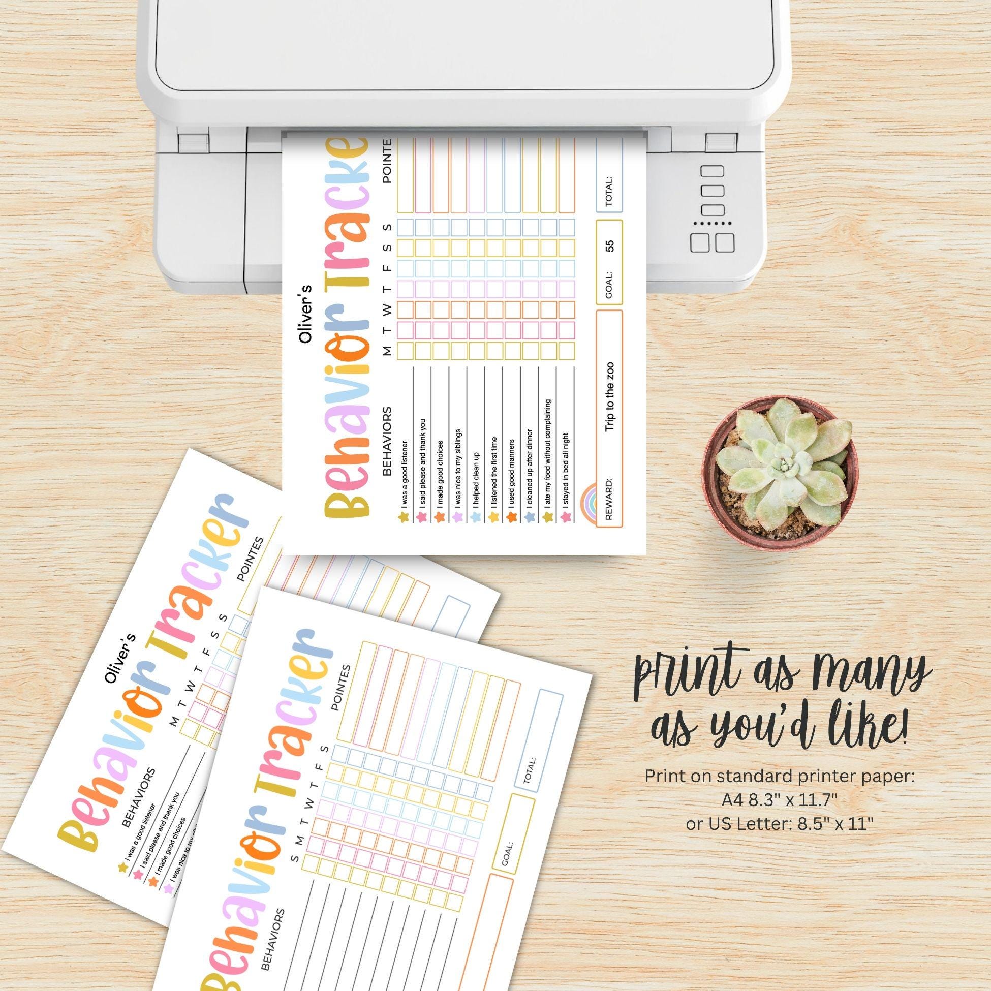Editable Kids Behavior Chart: Rainbow Design, Printable PDF - Etsy