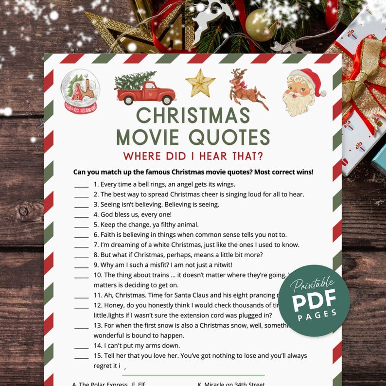 Christmas Movie Trivia Game, Printable Xmas Trivia, Fun Christmas Games ...