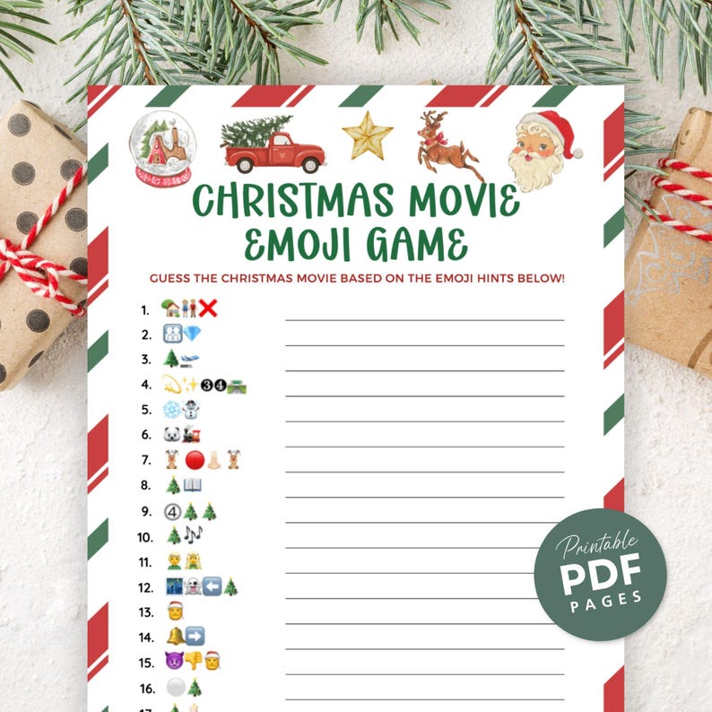 Christmas Movie Emoji Game Printable, Guess the Holiday Film Emoji ...