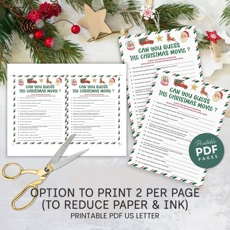 Guess the Christmas Movie Quotes Game Printable, Holiday Movie Quote ...