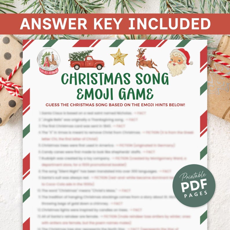 Christmas Song Emoji Game Printable, Guess the Holiday Carol Emoji ...