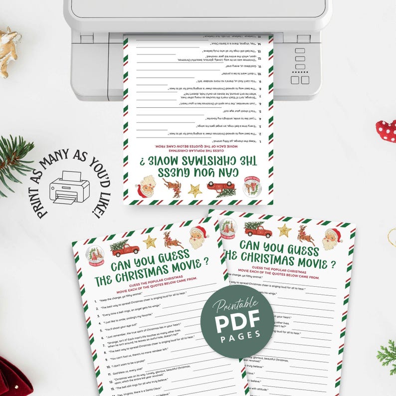 Guess the Christmas Movie Quotes Game Printable, Holiday Movie Quote ...