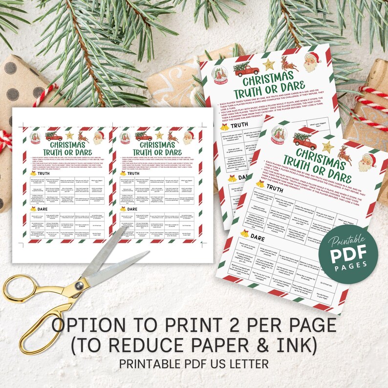 Christmas Truth or Dare Printable, Holiday Truth Dare Cards, Christmas ...