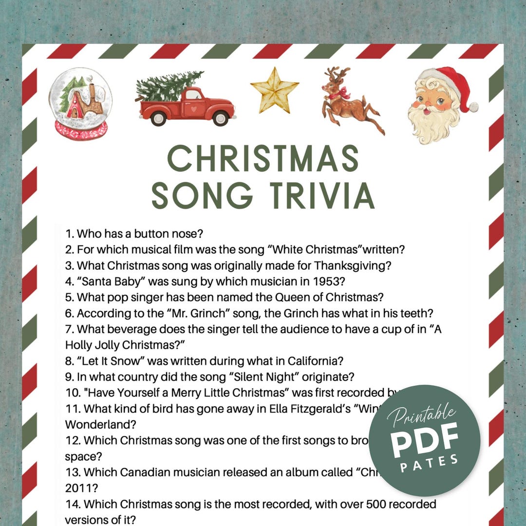 Christmas Song Trivia Game, Christmas Carol Quote Game, Christmas ...