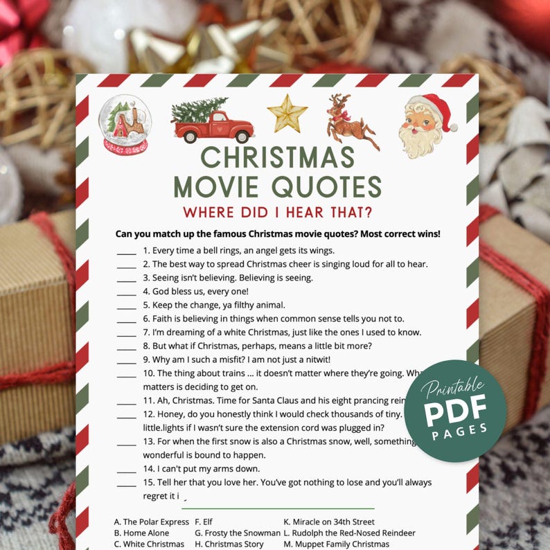 Christmas Movie Trivia Game, Printable Xmas Trivia, Fun Christmas Games ...