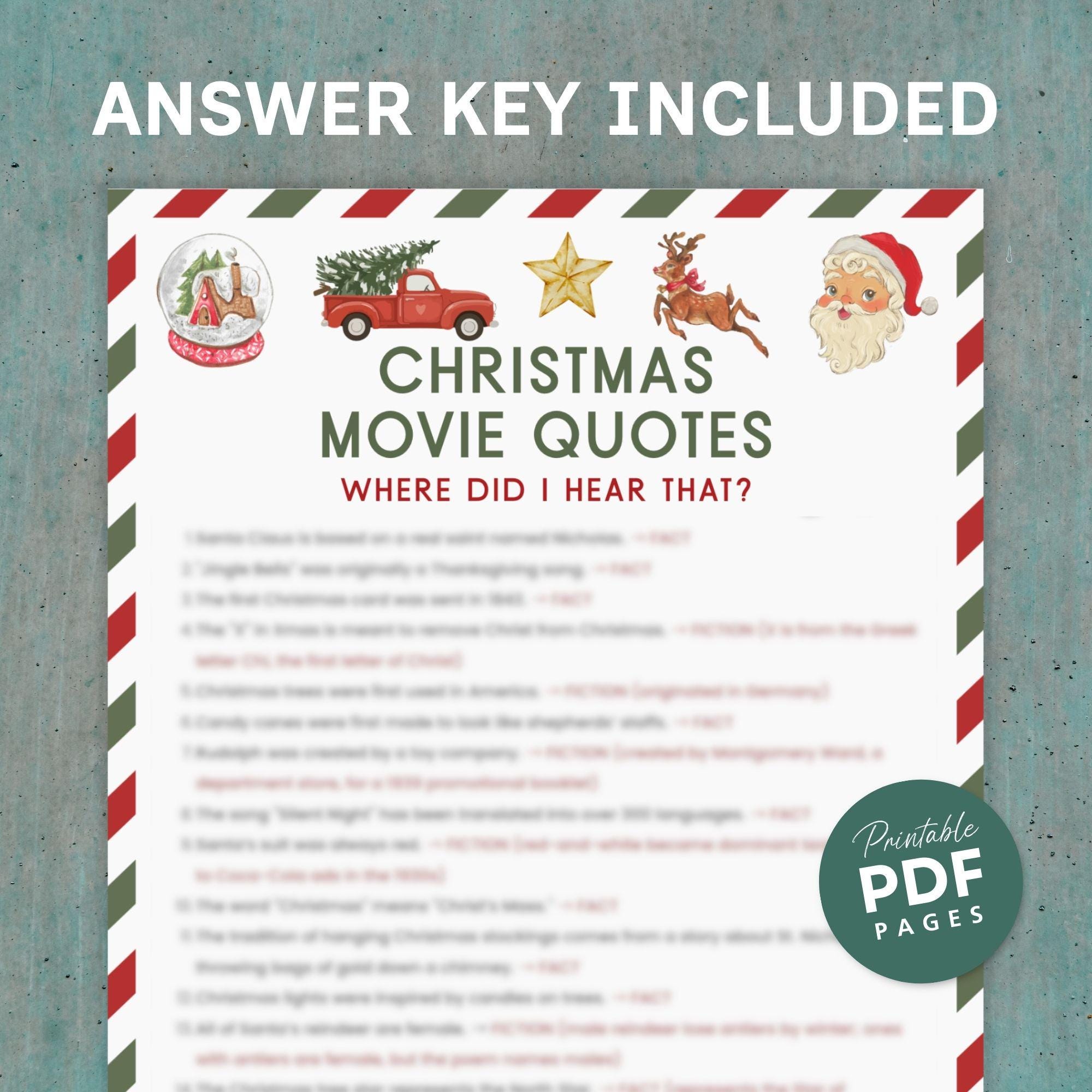 Christmas Movie Trivia Game, Printable Xmas Trivia, Fun Christmas Games ...