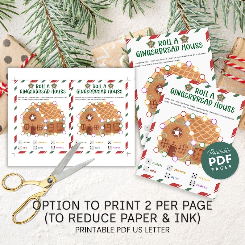 Roll a Gingerbread House Christmas Game Printable, Holiday Dice Candy ...