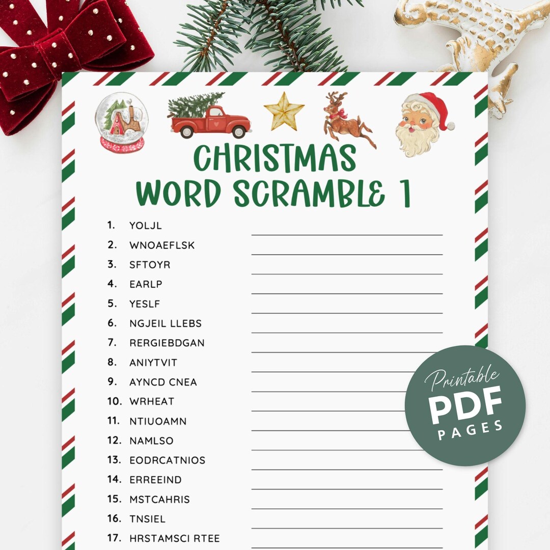 Christmas Word Scramble Game Printable, Holiday Word Unscramble Puzzle ...