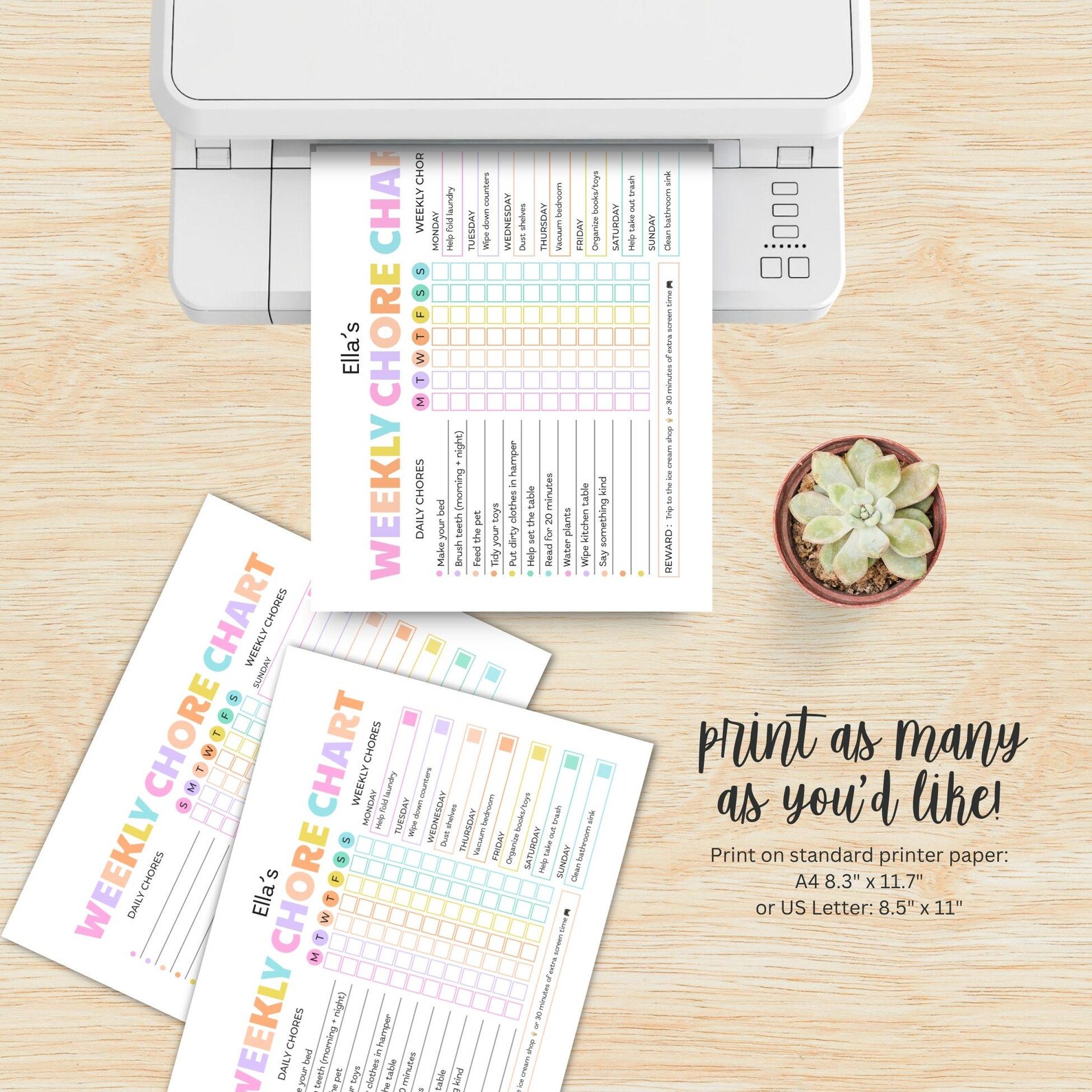 Weekly Chore Chart for Kids, Daily Chore Tracker, Good Habits Chart ...