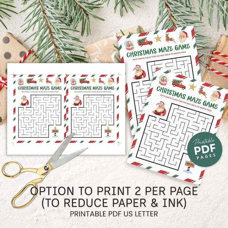 Christmas Maze Game Printable, Help Santa to North Pole Maze, Holiday ...