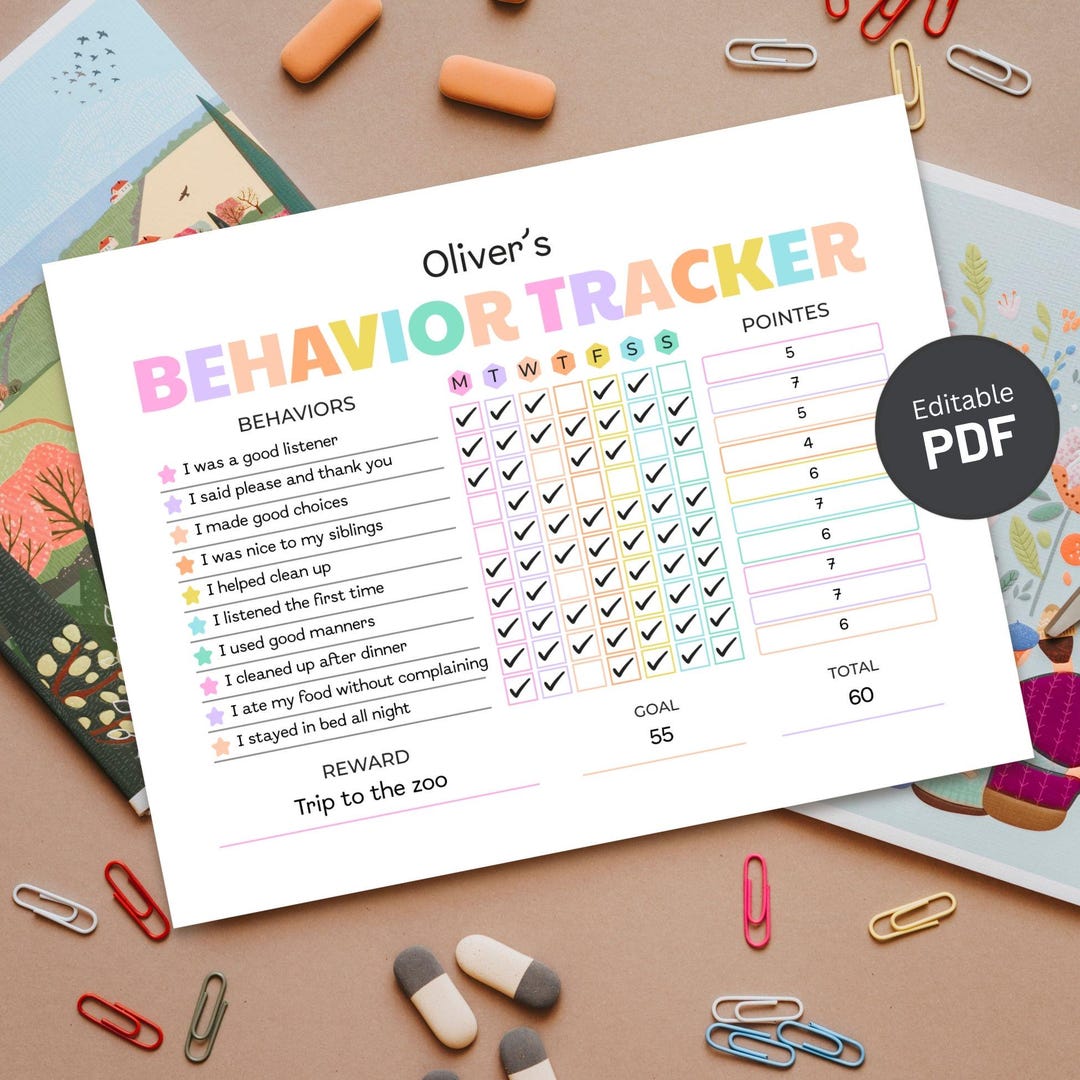 Editable Rainbow Behavior Reward Chart for Kids (printable PDF) - Etsy ...