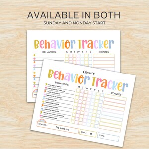 Editable Kids Behavior Chart: Rainbow Design, Printable PDF - Etsy