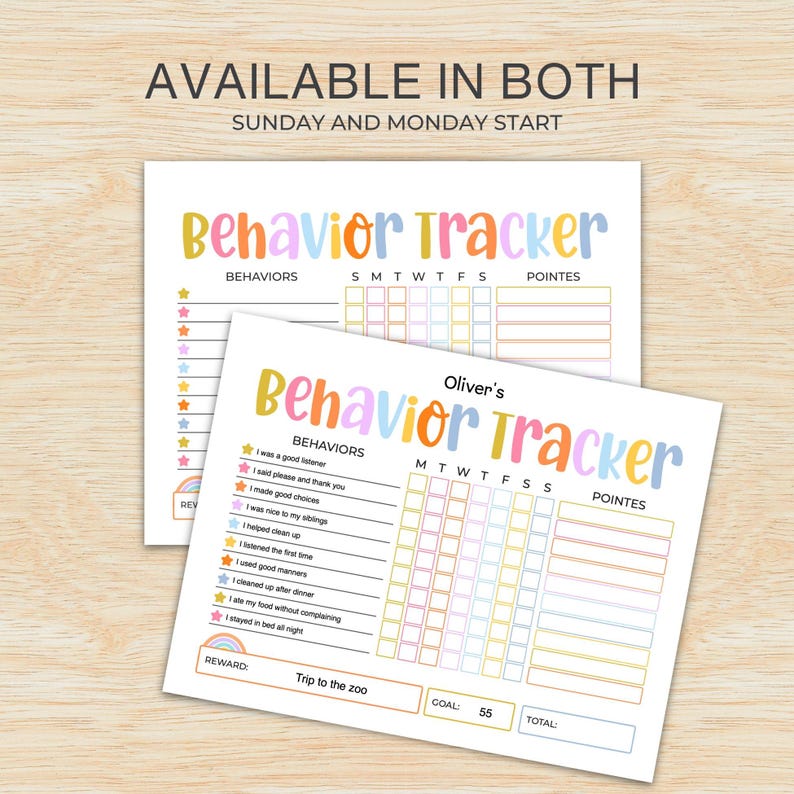 Editable Kids Behavior Chart: Rainbow Design, Printable PDF - Etsy