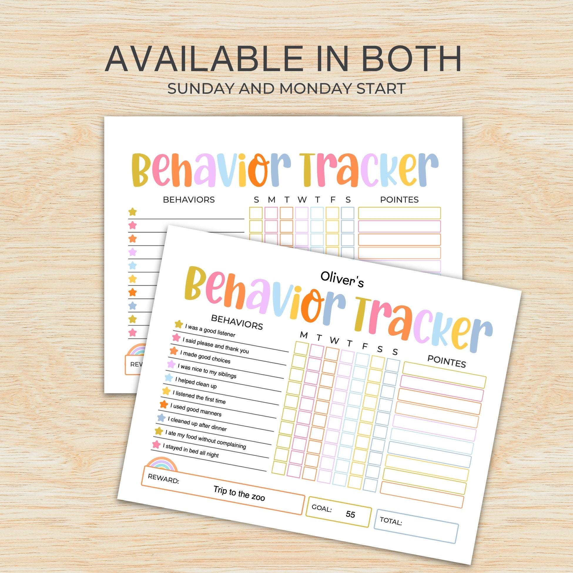 Editable Kids Behavior Chart: Rainbow Design, Printable PDF - Etsy