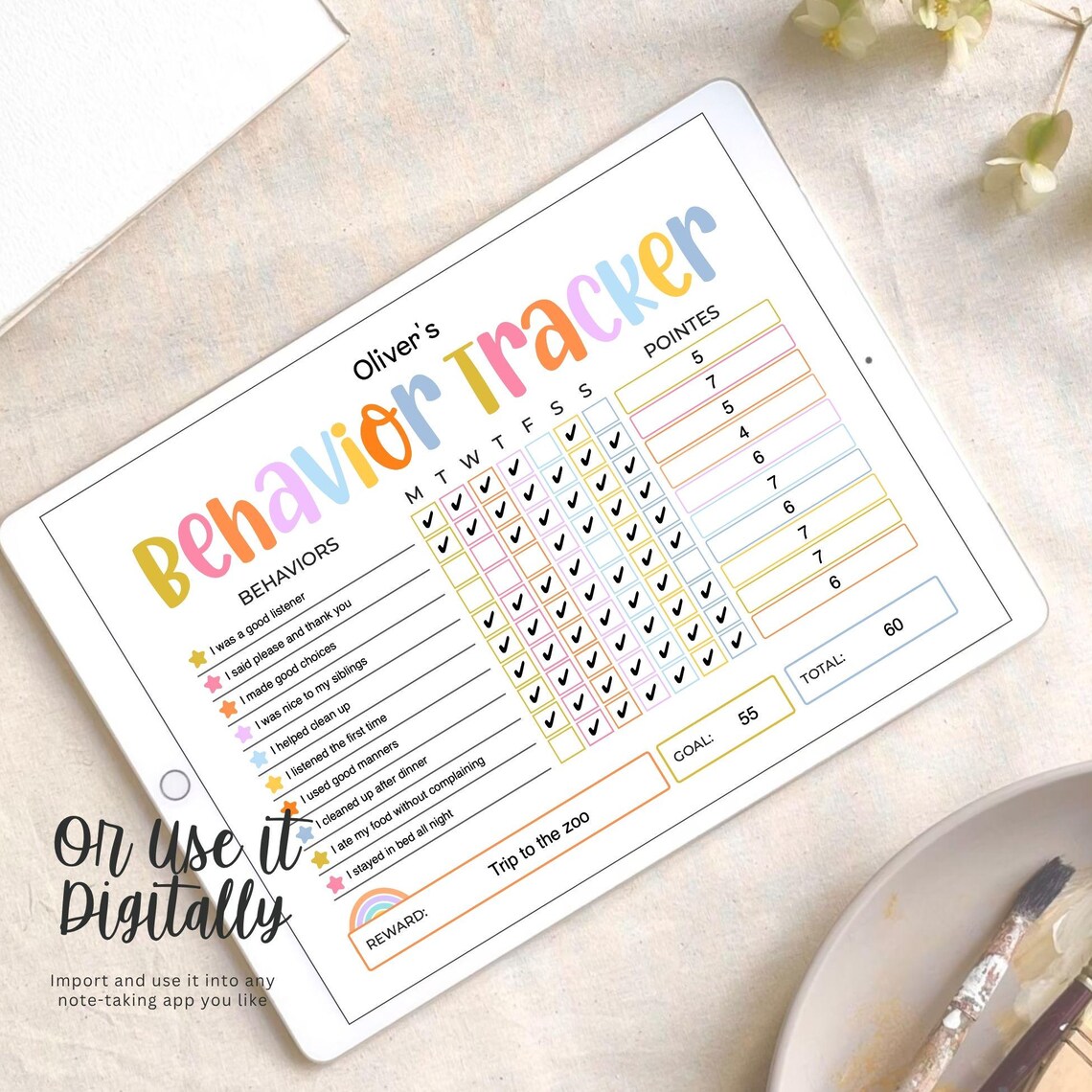 Editable Kids Behavior Chart: Rainbow Design, Printable PDF - Etsy