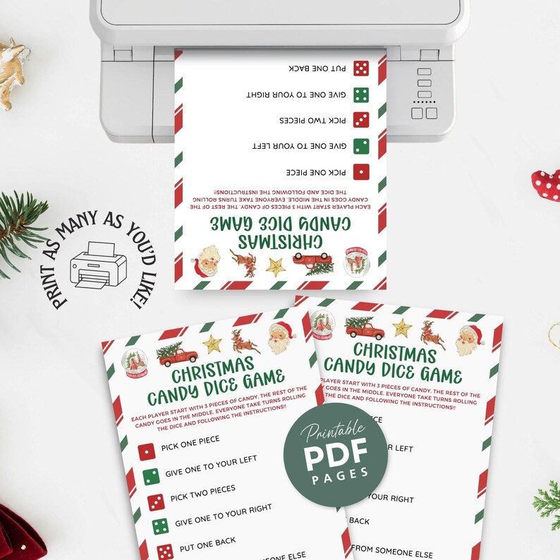Christmas Candy Dice Game Printable, Holiday Candy Passing Dice Game ...