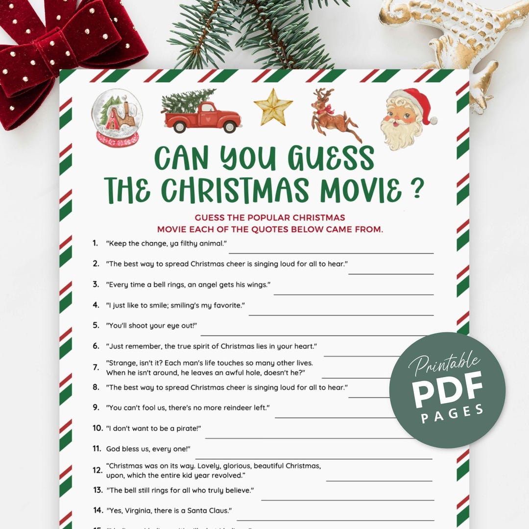 Guess the Christmas Movie Quotes Game Printable, Holiday Movie Quote ...