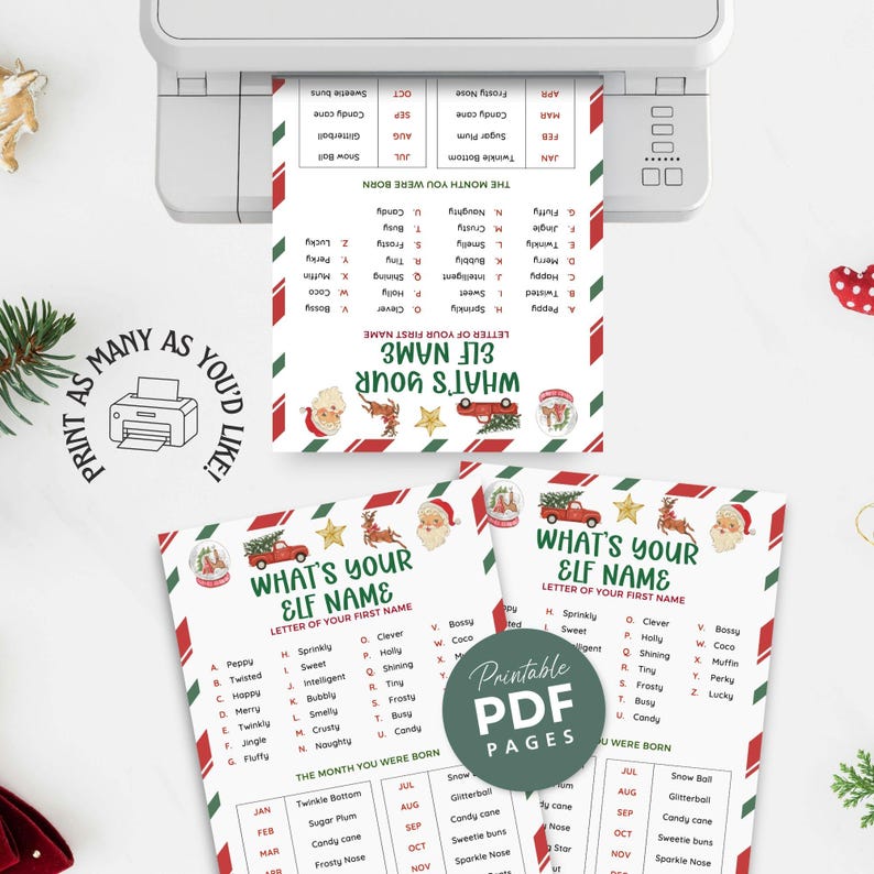 What's Your Elf Name Printable, Christmas Elf Name Generator, Holiday ...