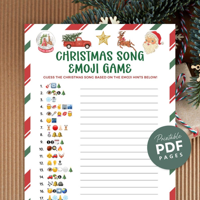 Christmas Song Emoji Game Printable, Guess the Holiday Carol Emoji ...