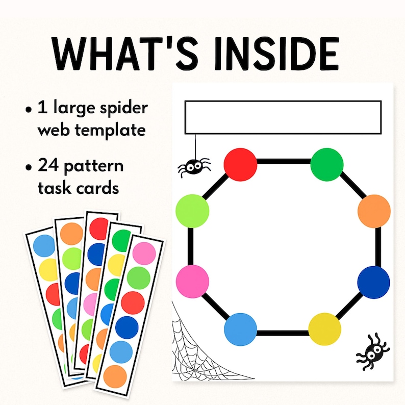 Spider Web Connect the Dots Activity: Pattern Task Cards (PDF ...