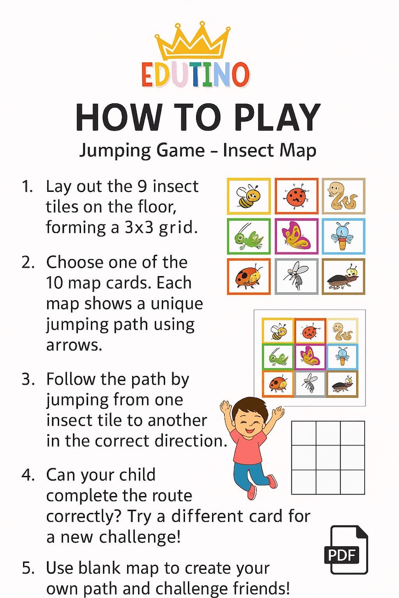 Insect Movement Game: Gross Motor Skills Activity (PDF Printable - Etsy