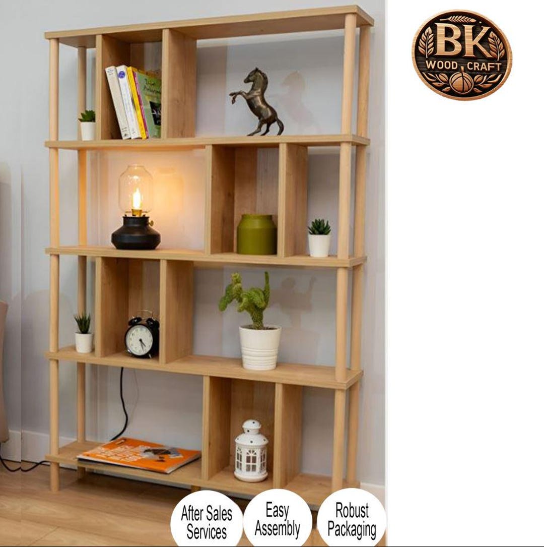 Modern Decorative Bookcase With 5 Shelves Folder Holder Kitchen Shelf ...