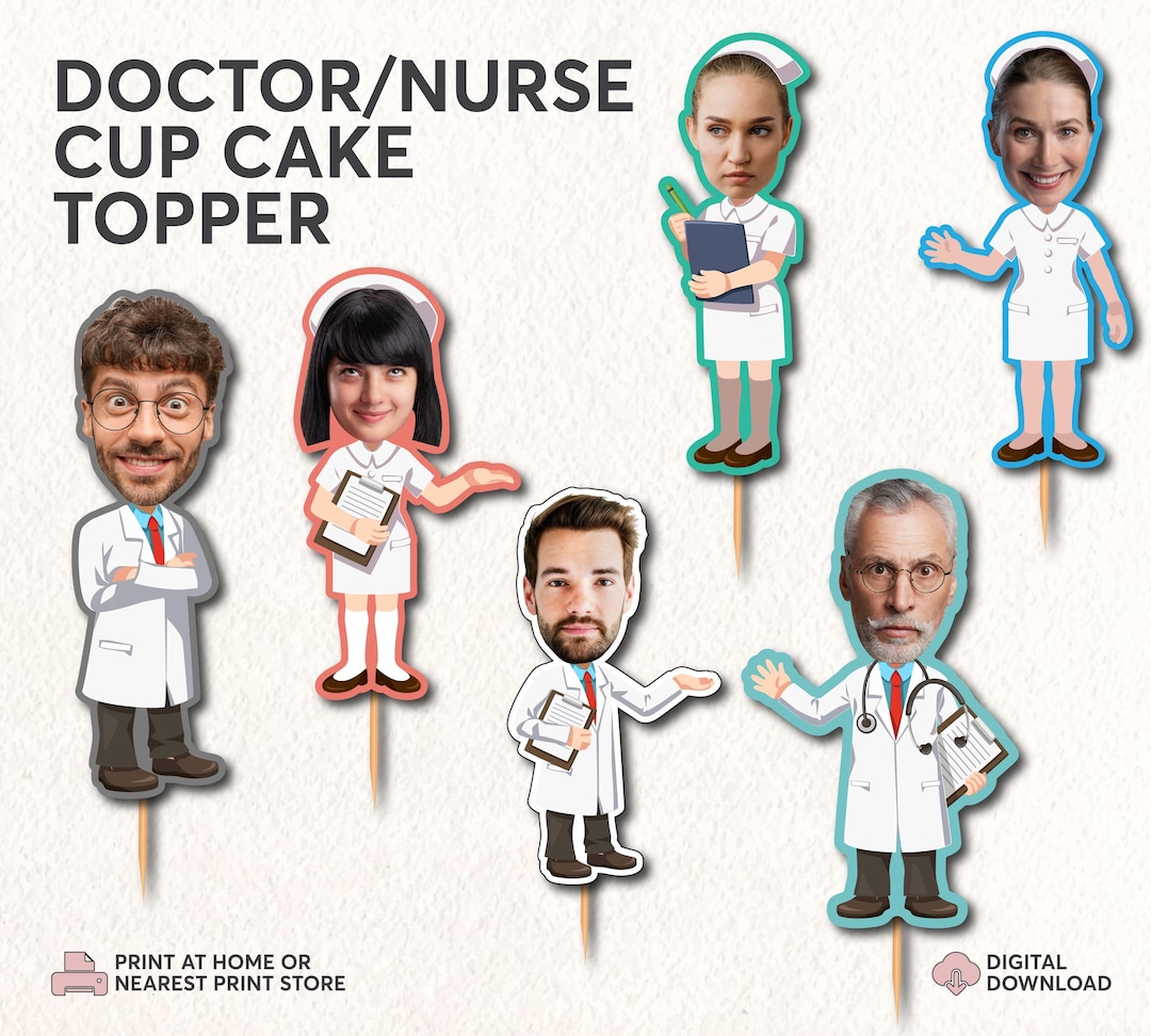 Nurse Face Cupcake Toppers | Doctor Face Cupcake Toppers | Medical ...