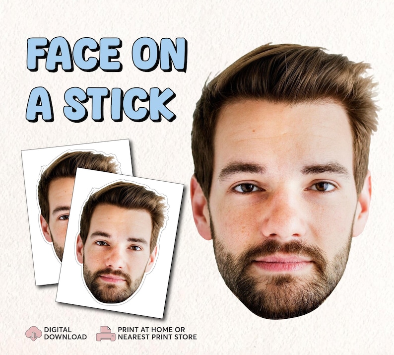 Face on Stick Cutout | Face on A Stick Digital File | Party Favor ...