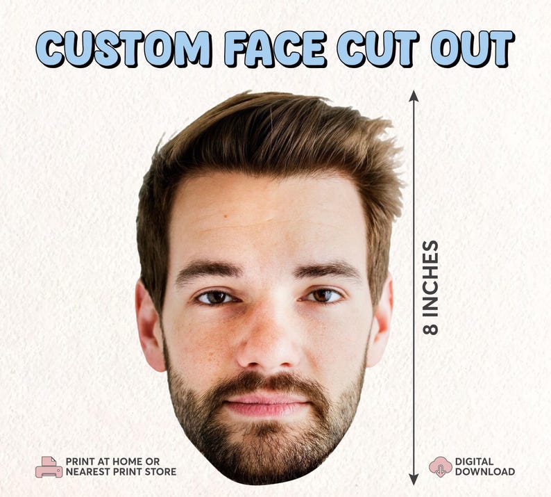 Face on Stick Cutout | Face on A Stick Digital File | Party Favor ...