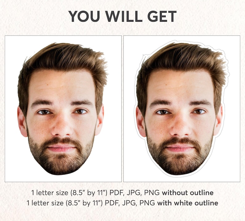 Face on Stick Cutout | Face on A Stick Digital File | Party Favor ...