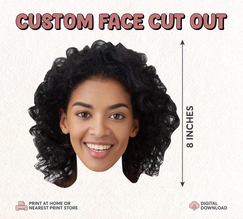 Custom Face on a Stick | Big Head Cutout | Printable Party Favor ...