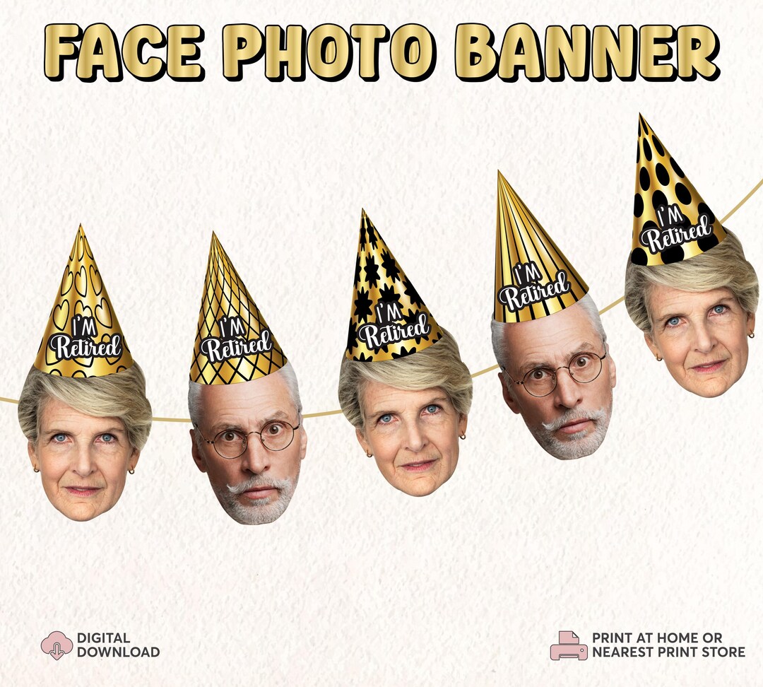 Retirement Photo Banner | Custom Face Retirement Photo Banner | Office ...