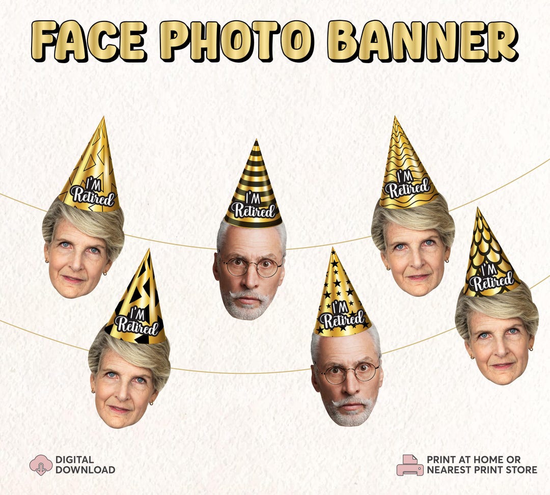 Custom Face Retirement Photo Banner | Happy Retirement Face Mask | I'm ...