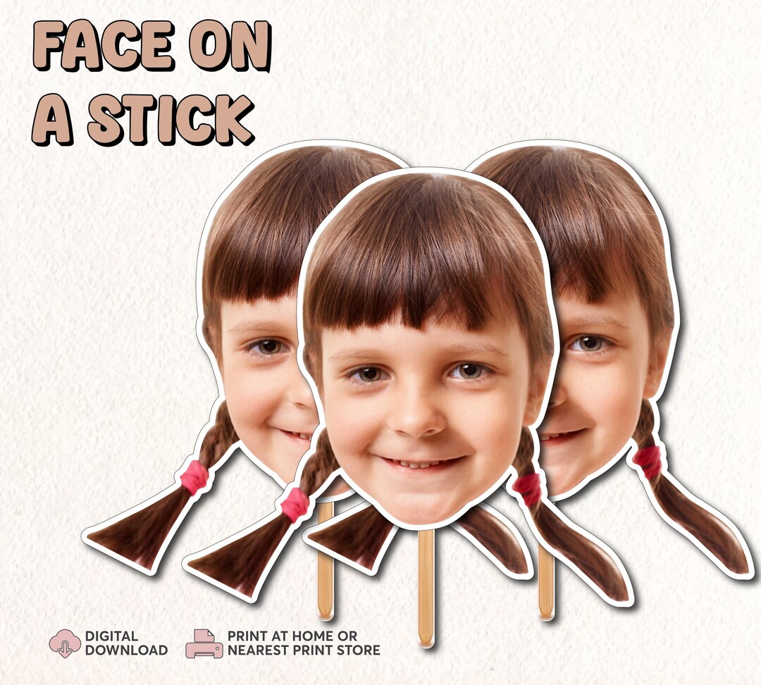 Printable Kids Big Head Face Fans | DIY Face on a Stick | Personalised ...