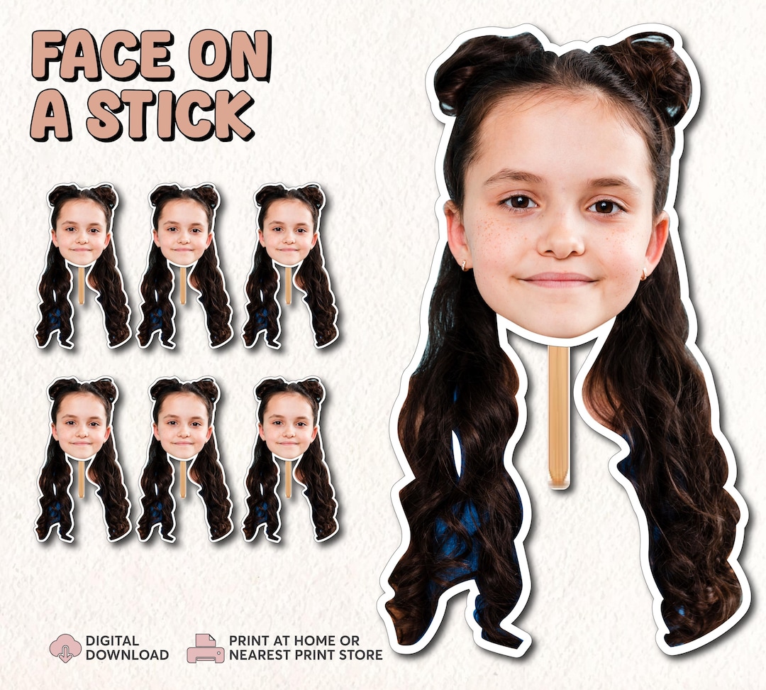 Printable Kids Big Head Fans | Custom Face on a Stick | Personalized ...